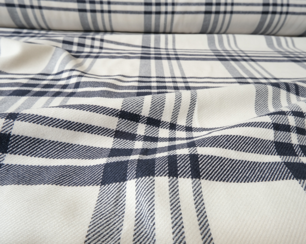 Navy Large Plaid Windowpane - Cotton Flannel | Lyrical Fabrics