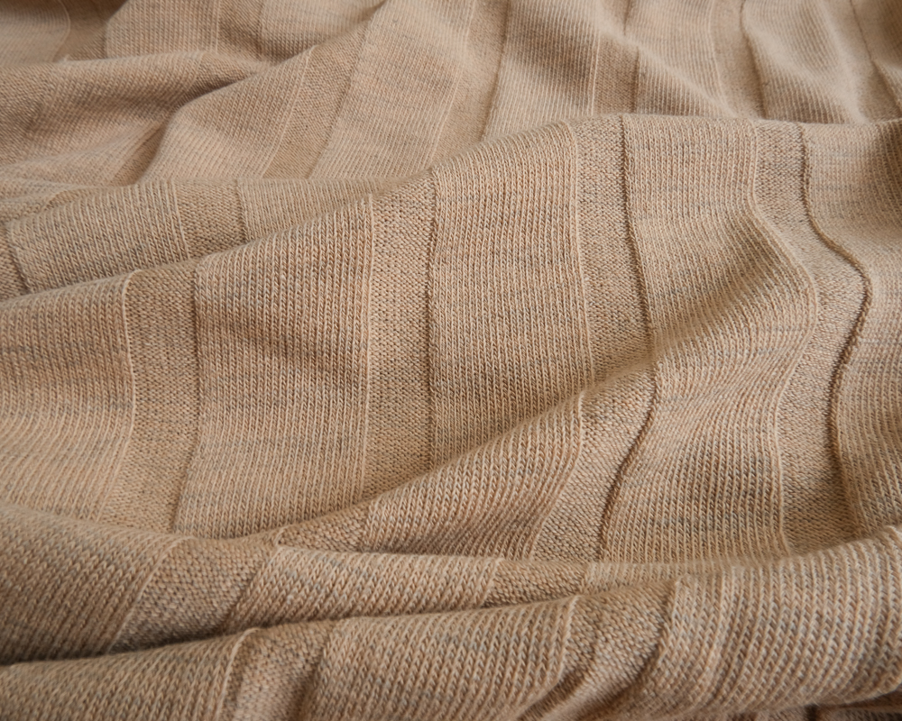 Heathered Camel - Cotton Sweater Wide Rib Knit | Lyrical Fabrics