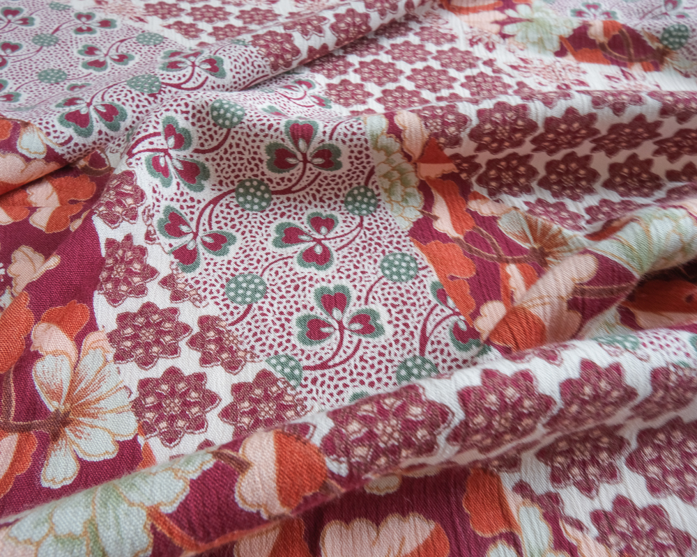 Multi Boho Red - Rayon Crinkle Challis - 49" | Lyrical Fabrics
