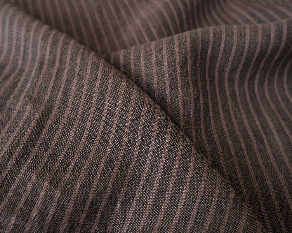Cocoa Stripe - Linen Chambray | Lyrical Fabrics