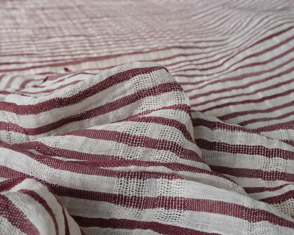 Maroon Stripe - Cotton Linen Gauze | Lyrical Fabrics