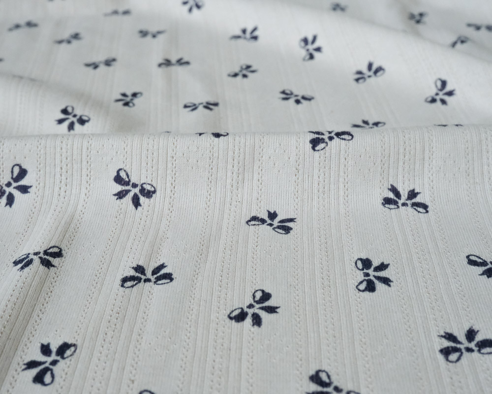 Navy Bow - Abby Organic Cotton Pointelle | Lyrical Fabrics
