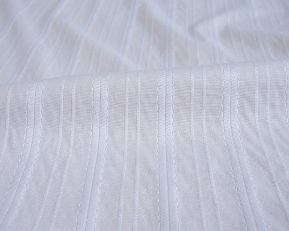 White Striped Dimity - Cotton Stretch Poplin | Lyrical Fabrics