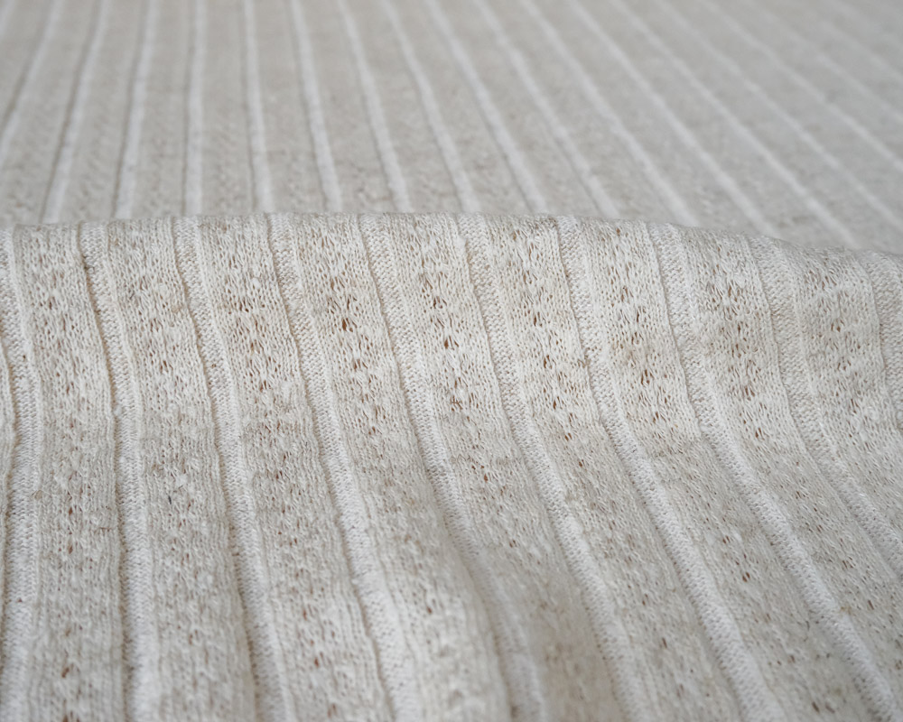 Oatmeal - Cotton Sweater Pointelle Rib | Lyrical Fabrics