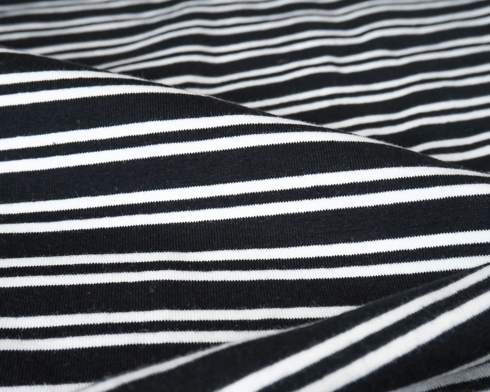 Black White Stripe - Cotton Stretch Rib | Lyrical Fabrics
