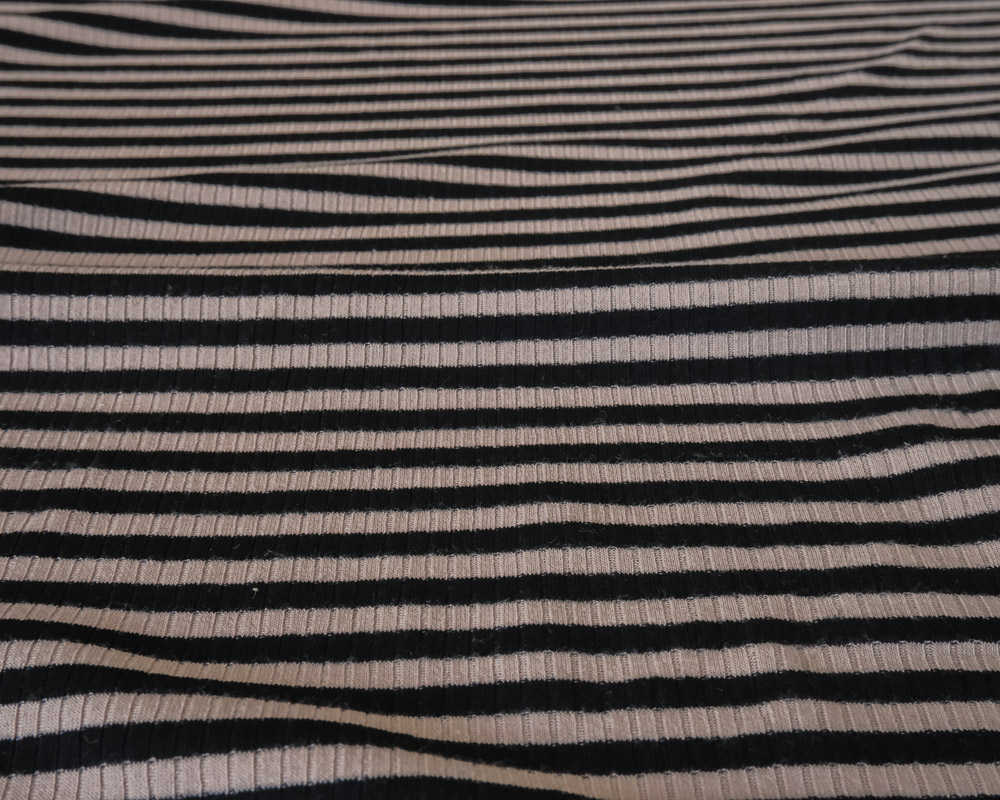 Mocha Black Stripe - Rayon Rib | Lyrical Fabrics