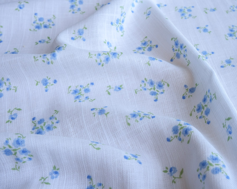 Blue Roses - Cotton Slub Double Gauze | Lyrical Fabrics